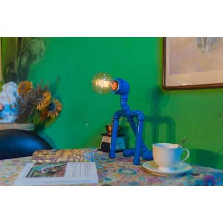 Industrial Iron Pipe table lamp robot with edison bulb 03 . Free ...